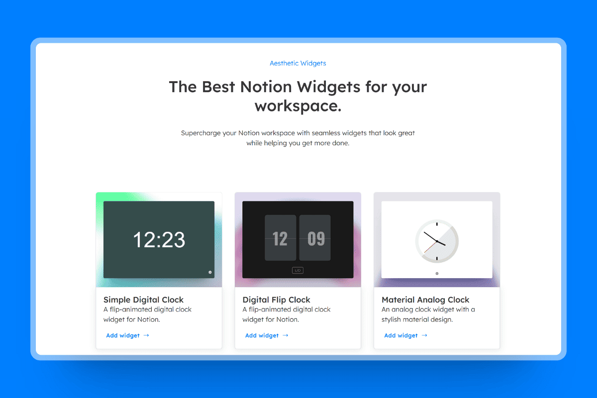 Aesthetic Notion Widgets: Add to Notion in One Click